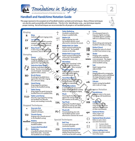 Handbell Techniques & Music Symbols Reference Guide – Notebook ...